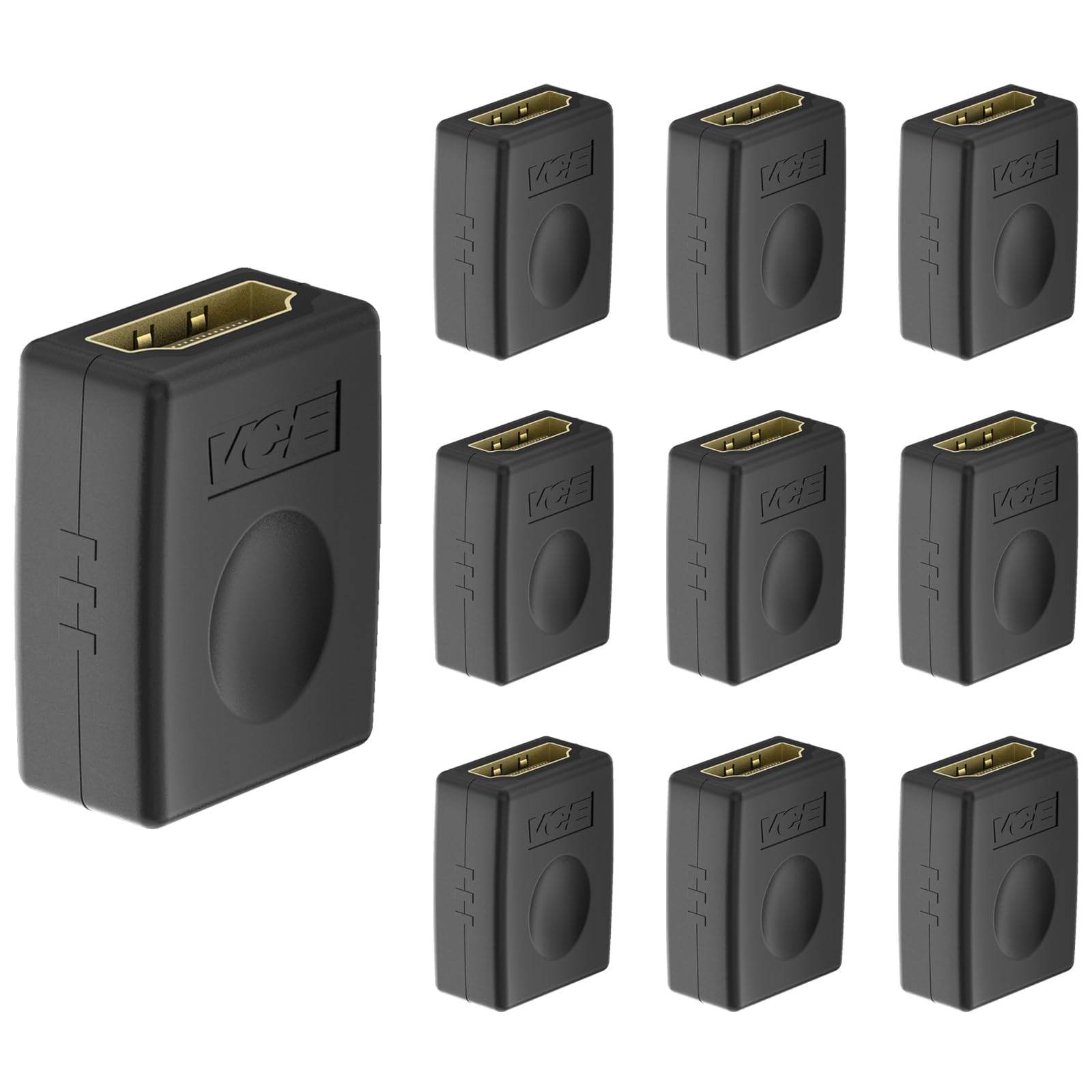 VCE HDMI Coupler 10-Pack, HDMI Female to Female Connector Adapter 3D 4K 1080P HDMI Cable Extender Compatible with Roku TV Stick Chromecast, Switch, Xbox One, PS4 PS3, PC and More