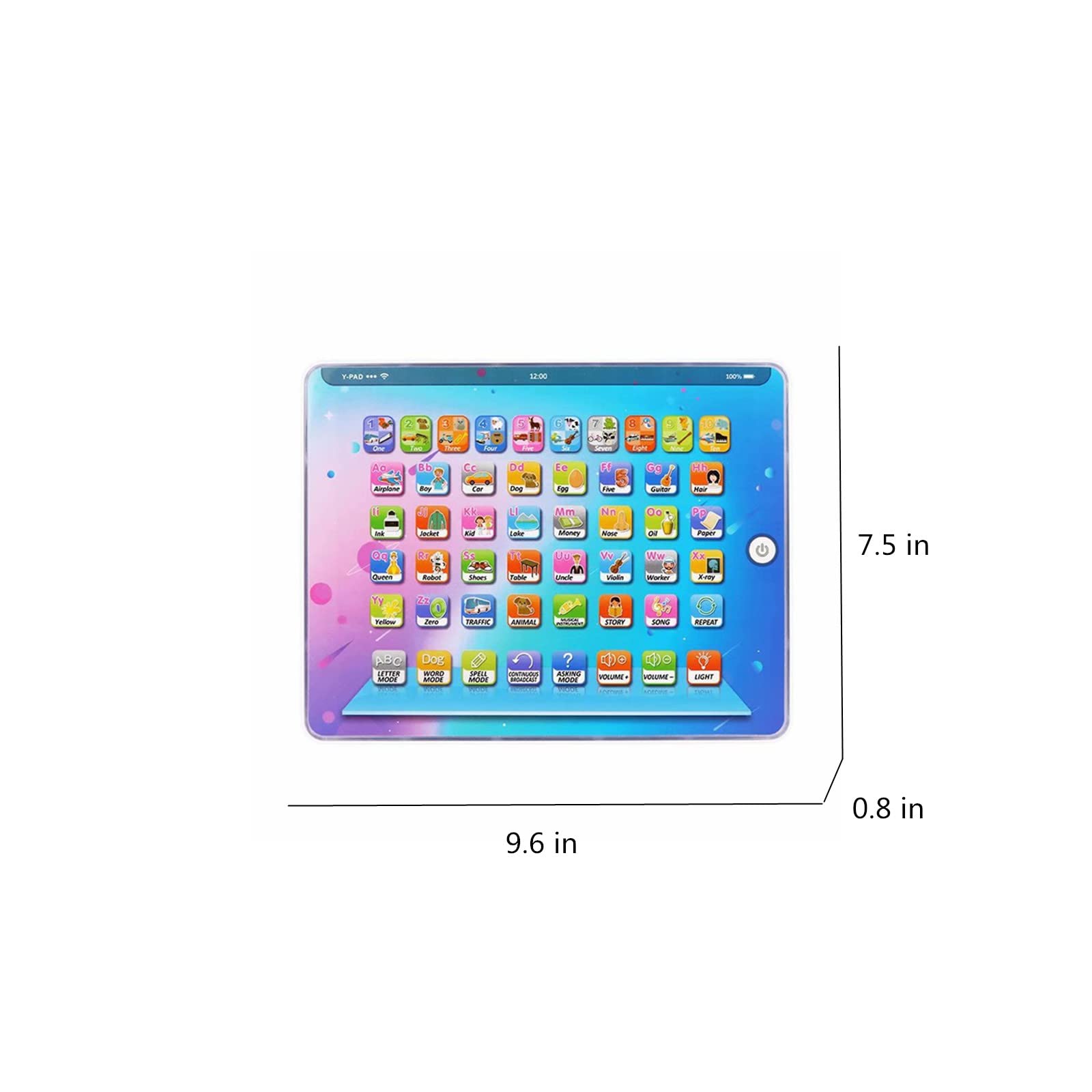 Gspmoly Kids Tablet Boys Learning Pad with LED Light Teach Alphabet, Numbers, Math, Early Development Interactive Electronic Toy, Ideal Xmas Gifts for Boy Girls, Parent-Child Interaction