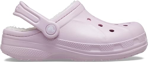 Crocs Ralen Lined Clogs | Fuzzy Slippers, Ballerina Pink/Oatmeal, 1 US Unisex Little Kid