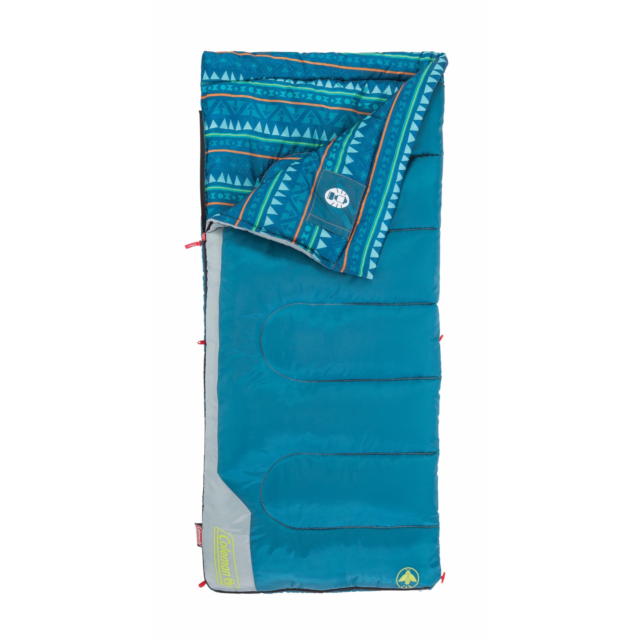Coleman Kids 50°F Sleeping Bag, Comfortable Youth Sleeping Bag for Sleepovers & Camping, Fits Children up to 5ft Tall, Glow in the Dark Design, Stuff Sack Included, Machine Washable