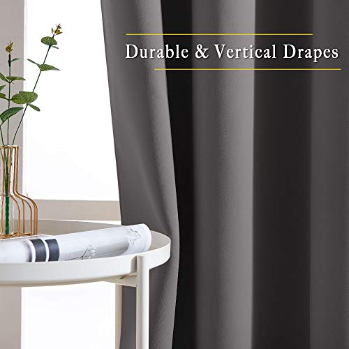 NICETOWN Gray Blackout Curtains for Bedroom 84 inches Long - Thermal Curtains & Drapes Grommet Noise Reducing Room Darkening Solid Window Panels for Living Room (2 Panels, W52 x L84, Grey)