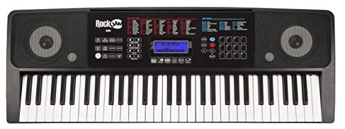 RockJam 61 Key Touch Display Keyboard Piano Kit with Digital Piano Bench, Electric Piano Stand, Headphones Piano Note Stickers, Sustain Pedal & Simply Piano Lessons