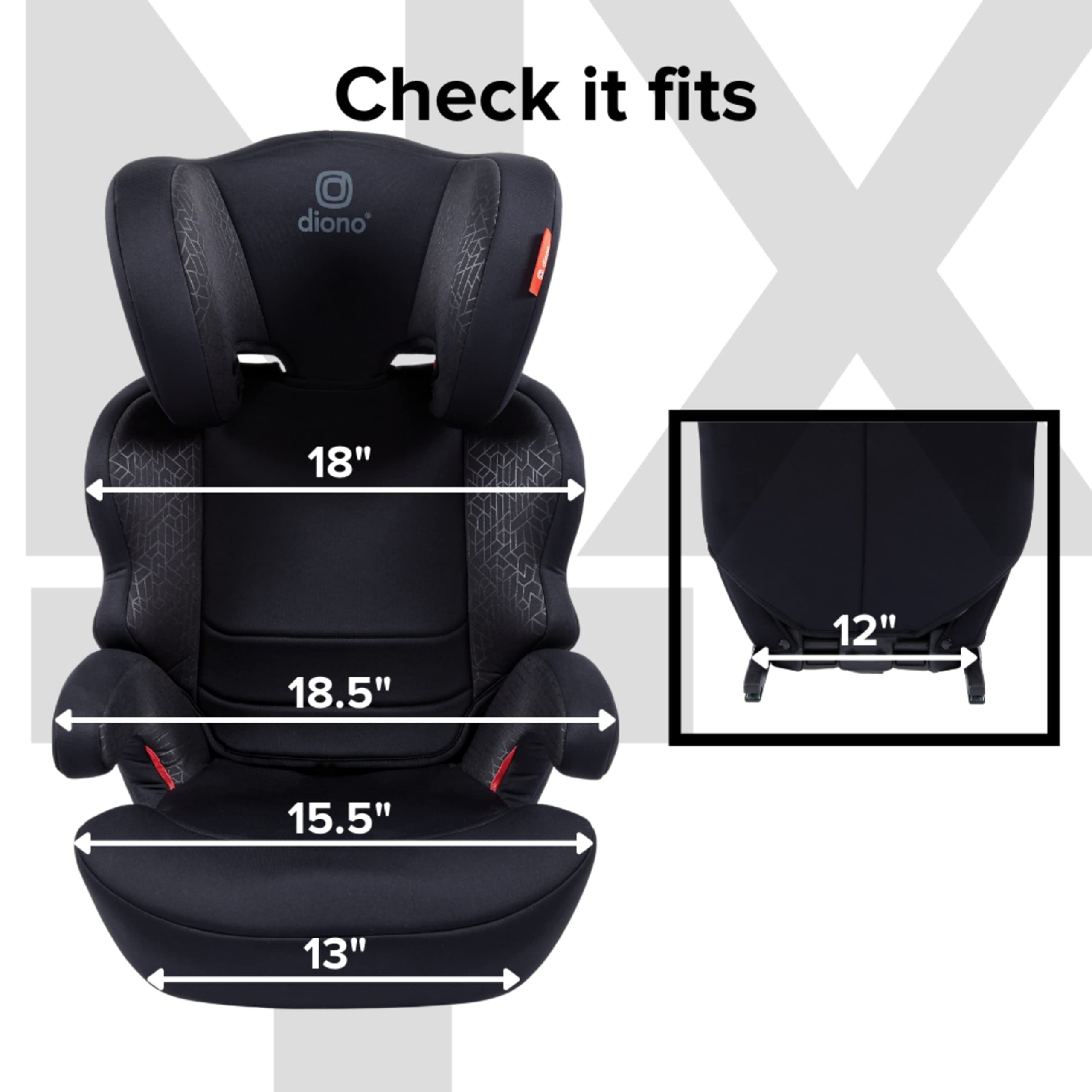 Diono Everett NXT High Back Booster Car Seat with Rigid Latch, Lightweight Slim Fit Design, 8 Years 1 Booster Seat, Black