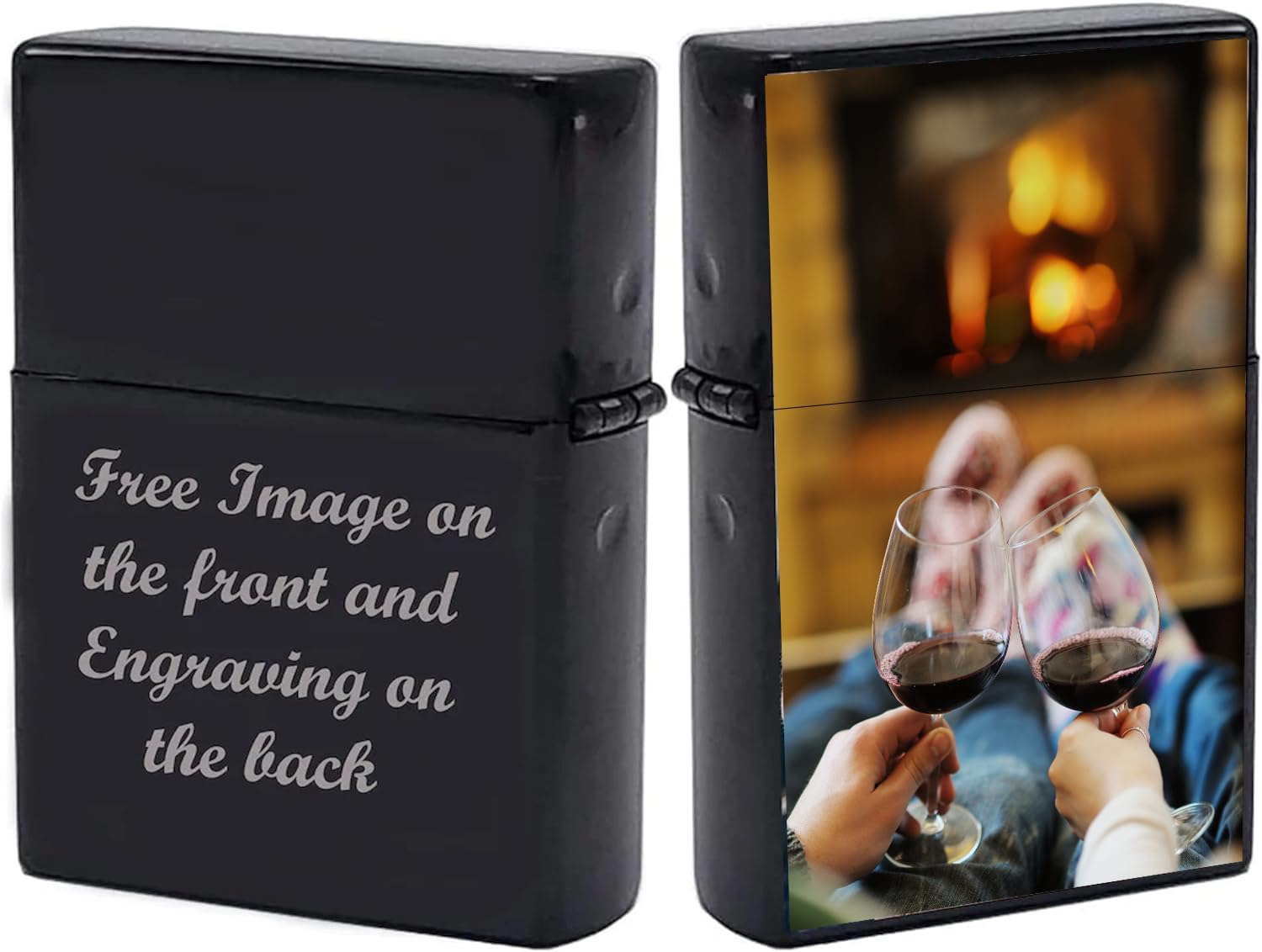 Custom Gifts Infinity Lighter! Personalize Lighter with Your Image or Logo! Customized (Black)