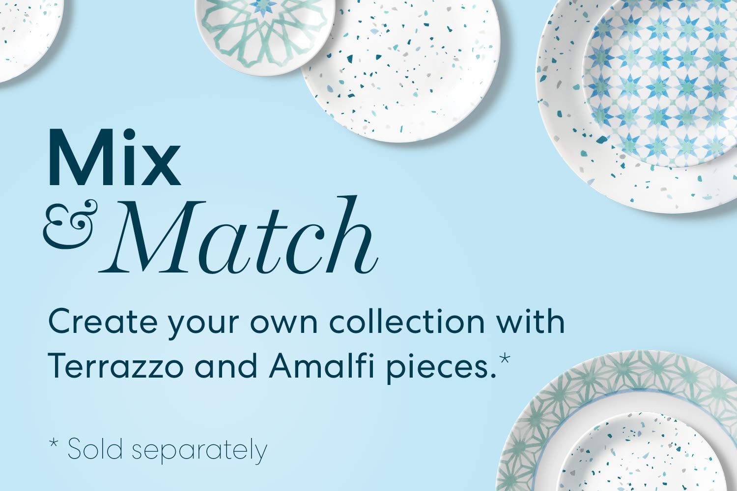 Corelle Chip Resistant Appetizer Plates, 6-Piece, Amalfi Verde