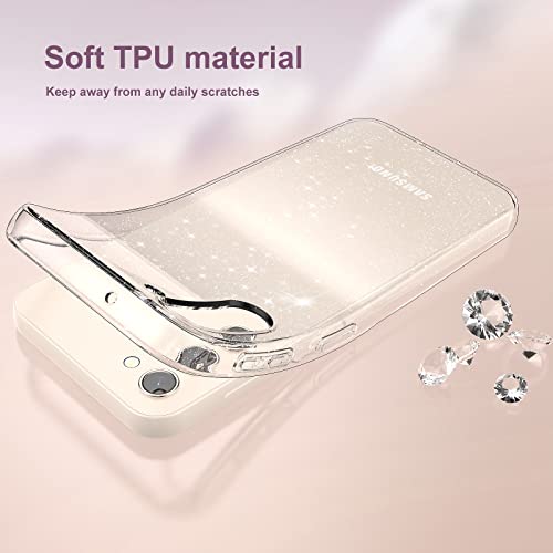 KSWOUS Glitter Case for Samsung Galaxy S23 Plus, with Screen Protector[2 Pack], Clear Bling Sparkly Cute Shockproof Protective Slim Cover for Women Girls for S23 Plus Case