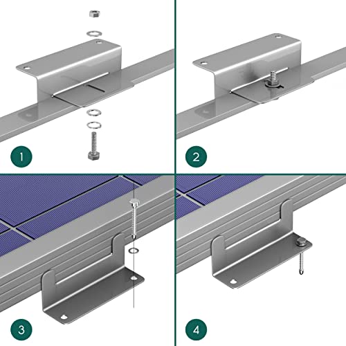 Houseables Solar Panel Mounting Brackets, Roof Panels Z Bracket, 2.5β x 1.5β x 3.9β, 4 Sets (16 Pc), Aluminum, Off Grid, Adjustable Mount Nuts & Bolts, Boat Accessories, Wind Generators, RVs, Trailers