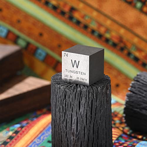 Tungsten Cube Metal Density Cubes Pure Metal High Density Element Cube for Element Collections Lab Experiment Material Hobbies Heavy Small Objects Experience (Tungsten, 1 Inch)