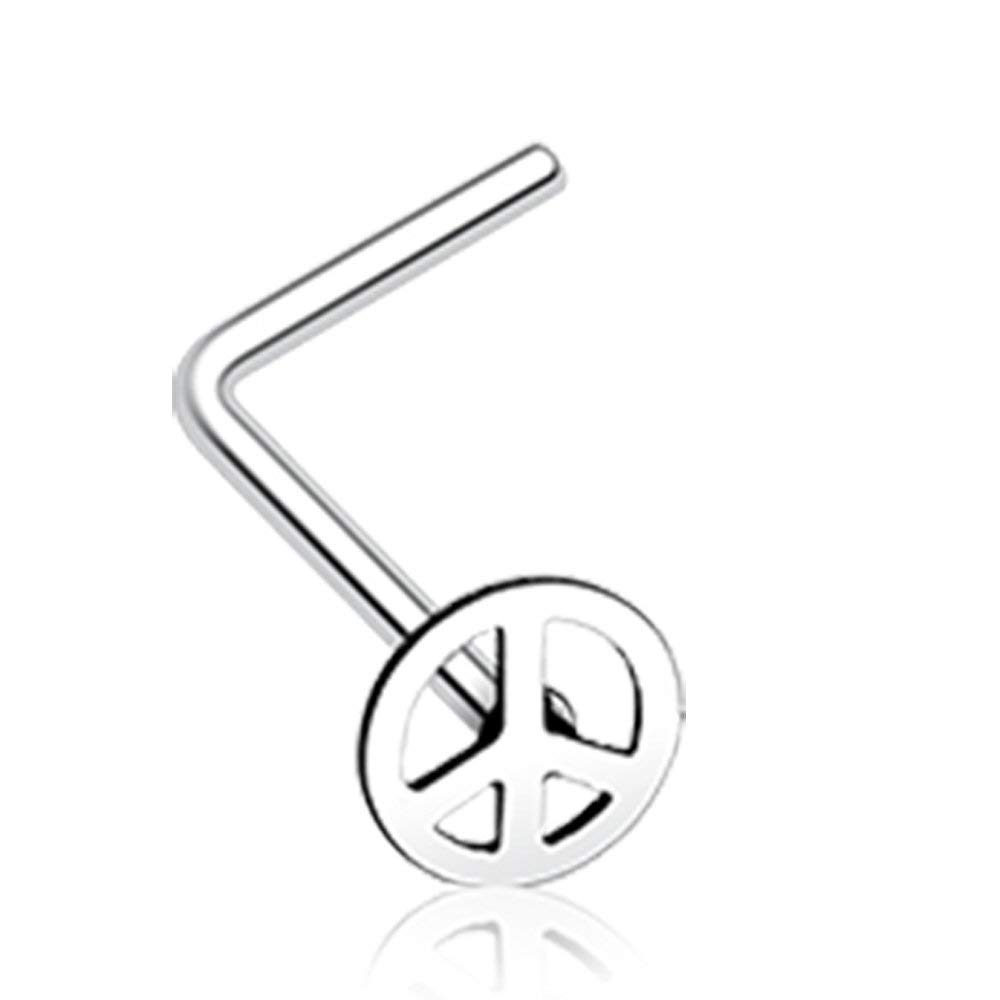 Covet Jewelry Peace Icon L-Shaped Nose Ring