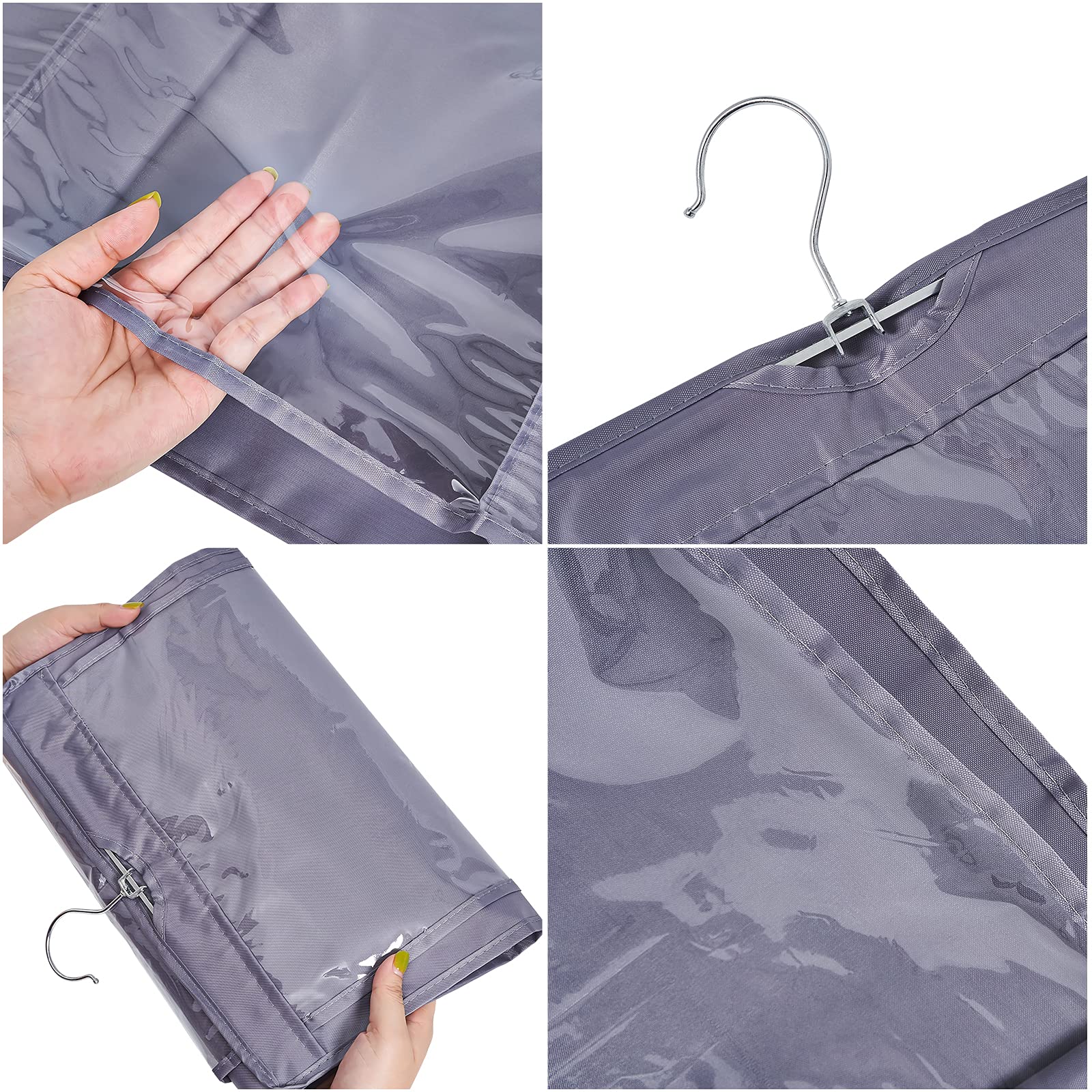 Vercord Hanging Purse Organinzer Handbag Tote Hanger Closet Dustproof Storage Bag with Six Pockets Grey