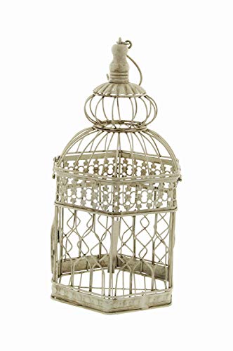 Deco 79 66520 Inch, Set of 2 Metal Bird Cage, 21", 18"H, Cream, 2 Count