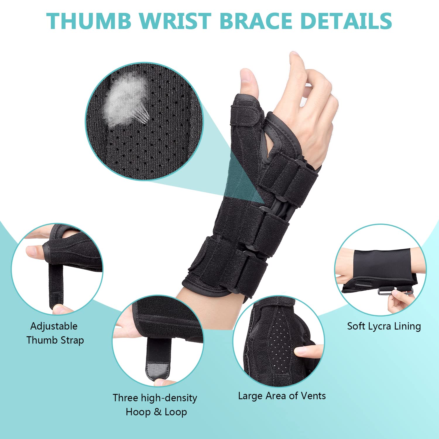fibee Thumb Spica Splint & Wrist Brace, De Quervainâs Tenosynovitis Splint, Carpal Tunnel Wrist Brace with Thumb Stabilizer, Trigger Thumb Splint for Tendonitis, Arthritis, Sprains, Fits Men & Women