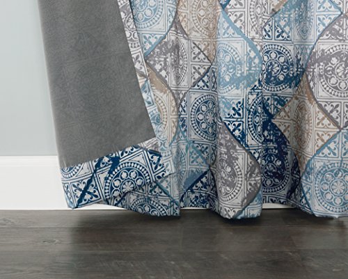 Sun Zero Reardon Global Medallion Print Energy Efficient Grommet Curtain Panel, 54" x 84", Indigo