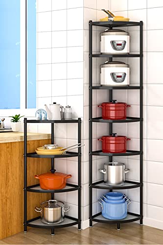 ZIGAMA 7-Tier Kitchen Corner Shelf Adjustable Pot Rack, Cookware Free Standing Storage Organizer ,Pot and Pans Tower Metal Shelves for Kitchen