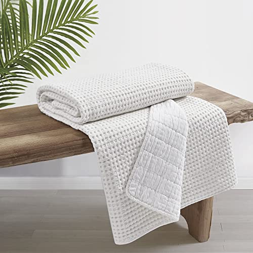 Levtex Home - Mills Waffle - Throw - Bright White Cotton Waffle - Throw Size 50 x 60in.