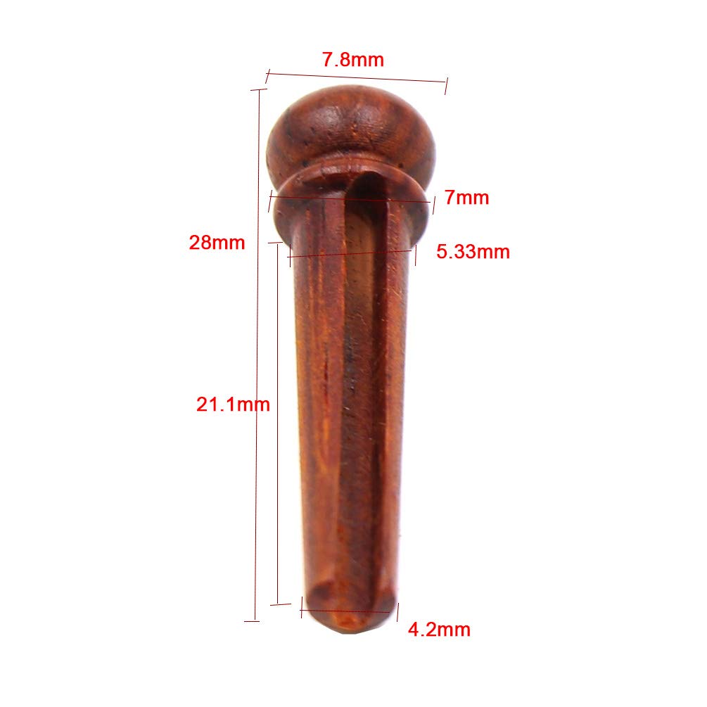 DISENS Acoustic Guitar Bridge Pins with Abalone Dot, Guitar Replacement Parts (Cocobolo Wood with Abalone Dot)