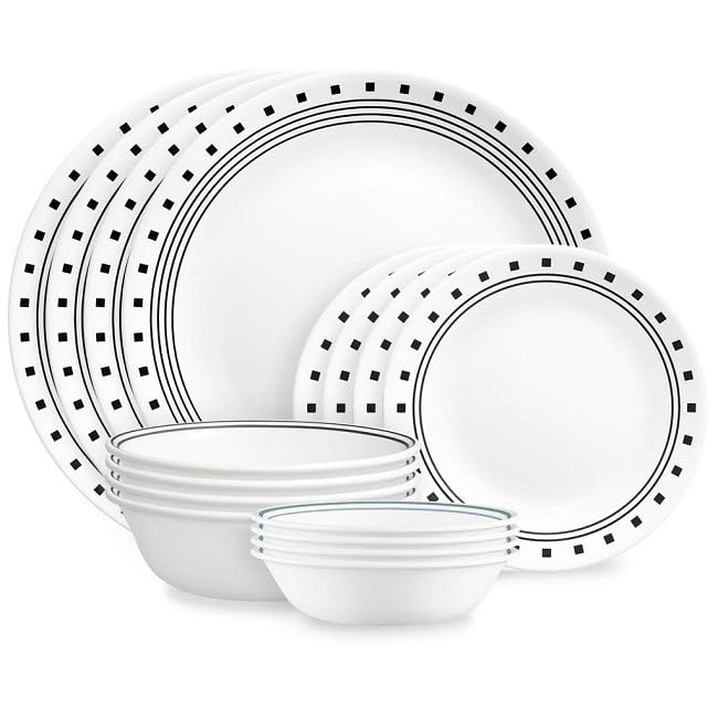 CorelleĀ® City Block 16-piece Mugless Dinnerware Set, Service for 4