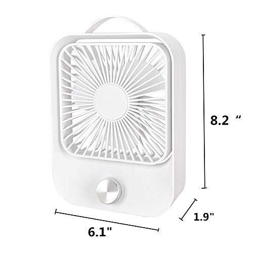 Desk Fan,USB Rechargeable Portable Desk Fan with 2400mAh Battery,Stepless Speed Control Table Fan, USB Mini Fan Cooling for Home Office Travel (White)