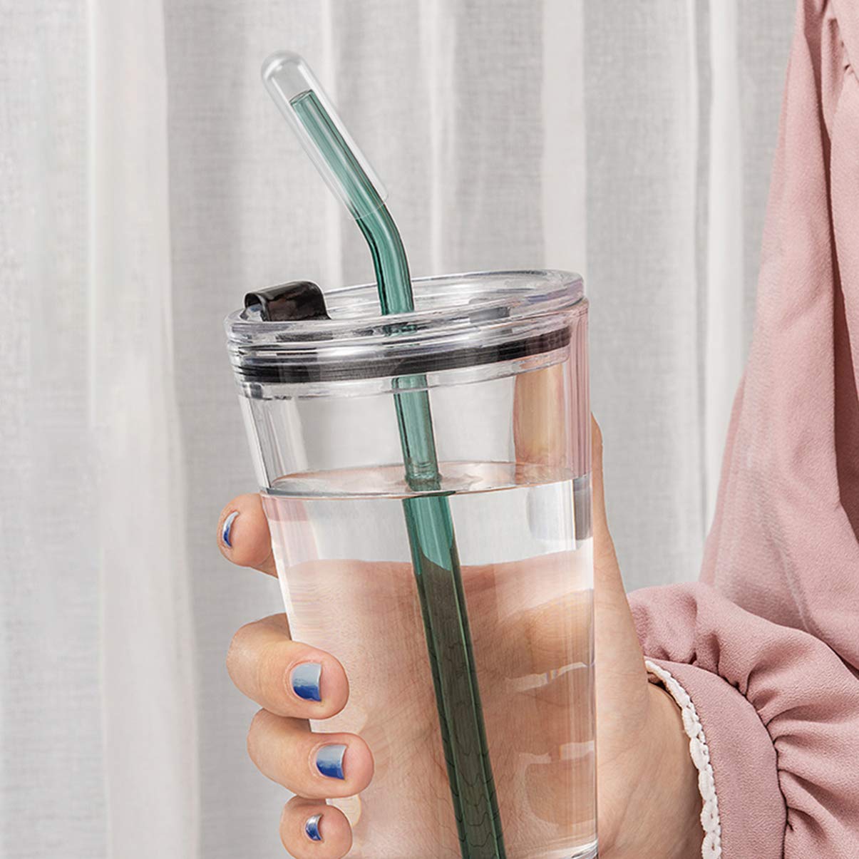 Hemoton Glass Straw Covers 10pcs Glass Straw Lid Protective Case Milk Transparent Straw Lids