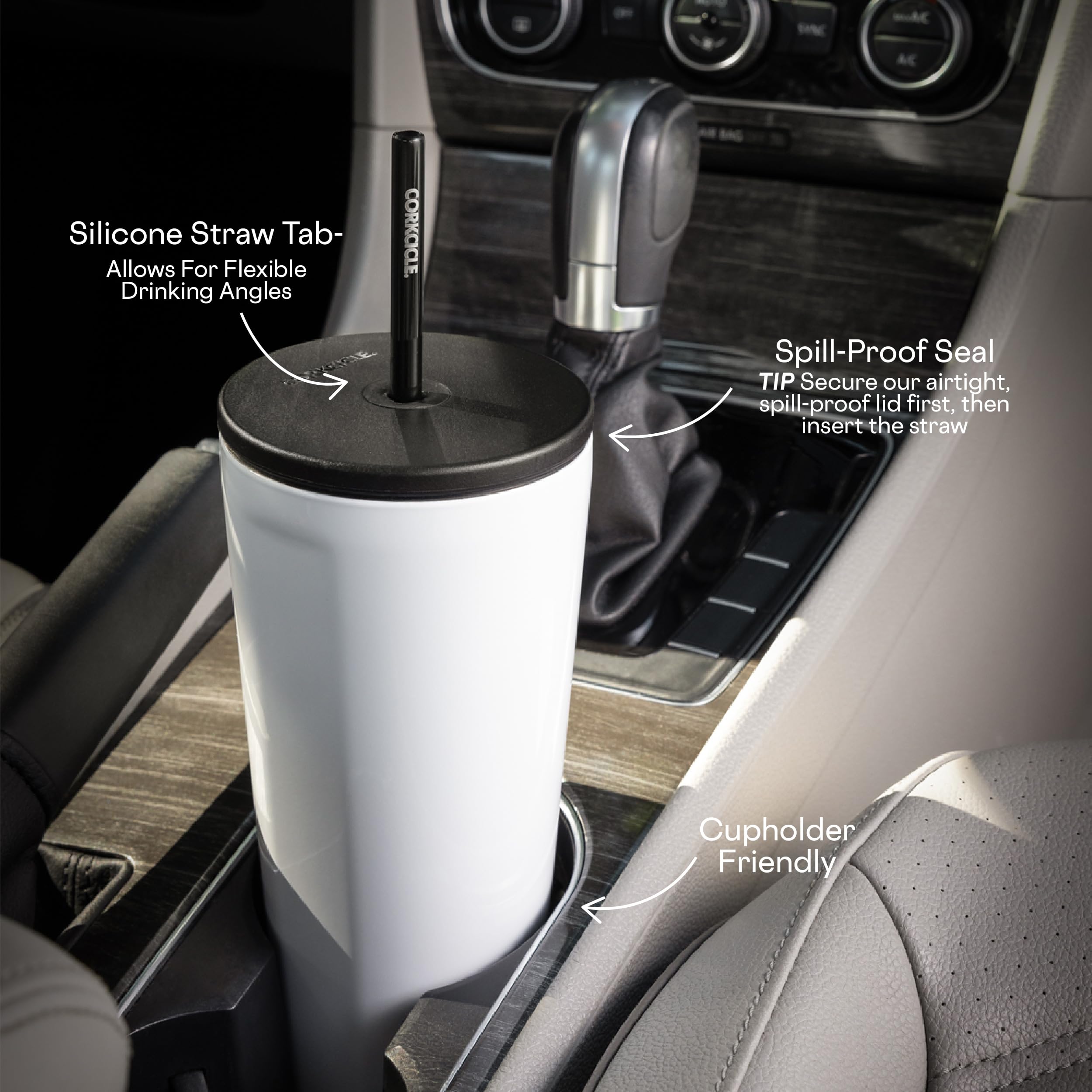 Corkcicle Cold Cup Insulated Tumbler with Lid and Straw, Ice Queen, 24 oz β Reusable Water Bottle Keeps Beverages Cold for 12hrs, Hot 5hrs β Cupholder Friendly Tumbler, Lid for Flexible Sipping