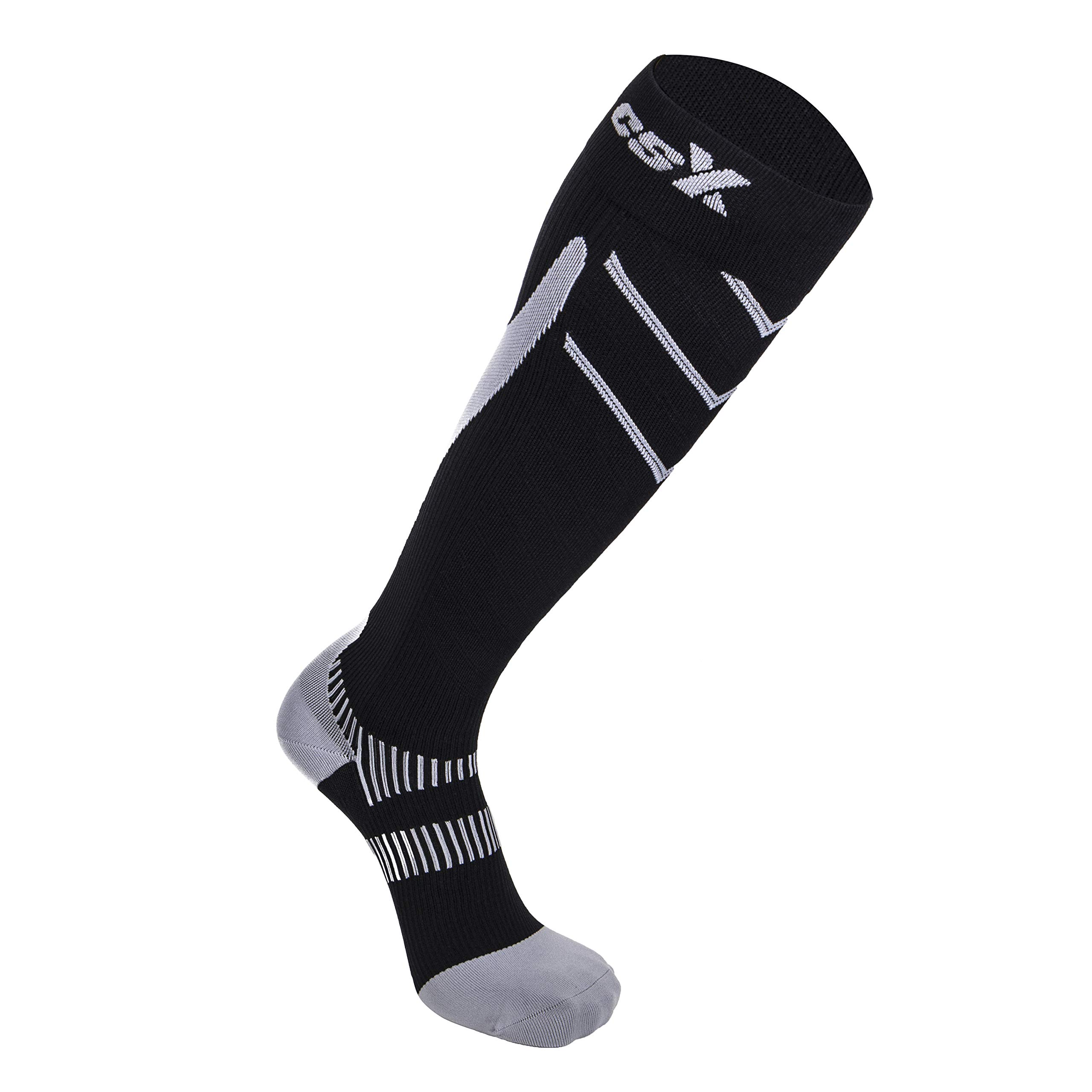 CSX Compression Socks for Men and Women, Knee High, Recovery Support, Athletic Sport Fit, Green on Black, Medium (15-20 mmHg)