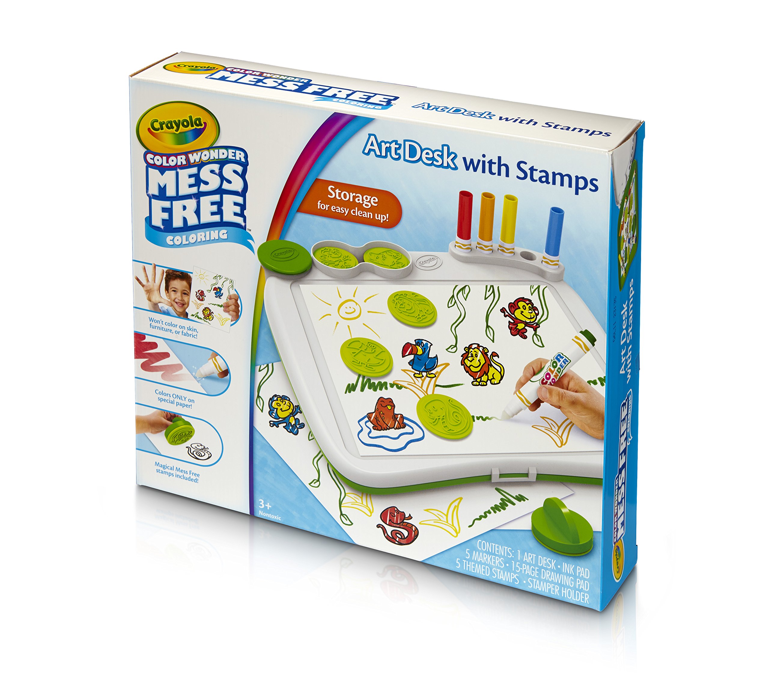 Crayola Color Wonder Mess Free Art Desk with Stamps, 20+ Pieces, Kids Toys