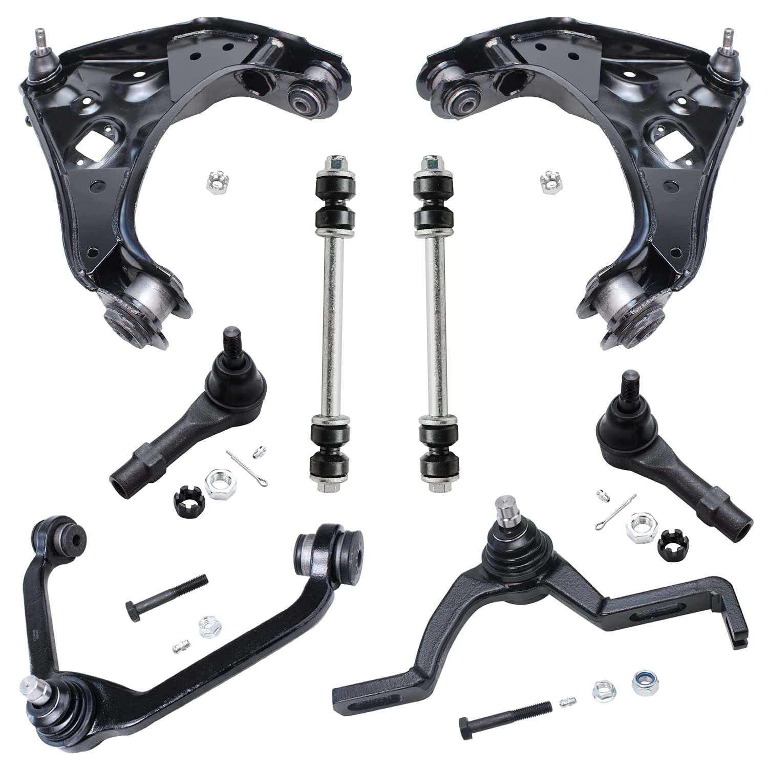 Detroit Axle - Front 8pc Control Arms Kit for Ford Explorer Ranger Mazda B2500 B3000 B4000 Mercury Mountaineer, 4 Upper & Lower Control Arms w/Ball Joints 2 Sway Bars 2 Outer Tie Rods Replacement