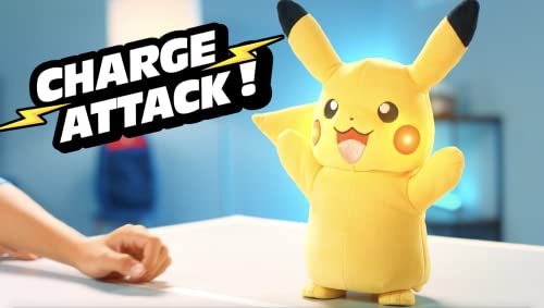 POKEMON Pikachu Electric Charge - 10 Inch Interactive Plush with Lights, Voice Reactions, and Thunder FX