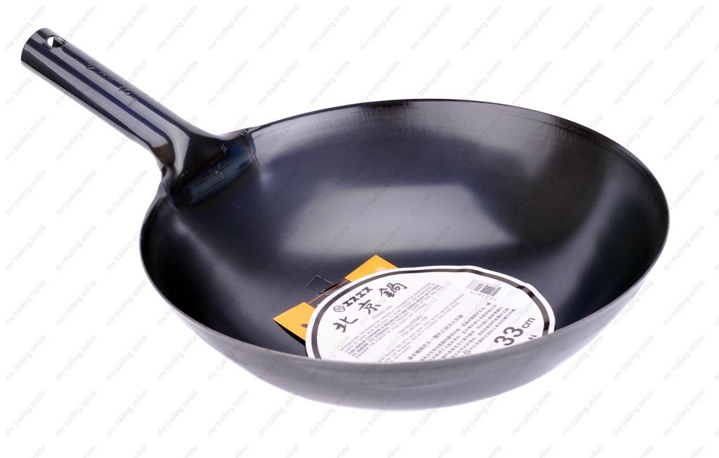 M.V. Trading JPIW30 Japanese Iron Pow Wok Heavy Duty Iron with Commercial Grade Handle, 30cm (11-Inches)