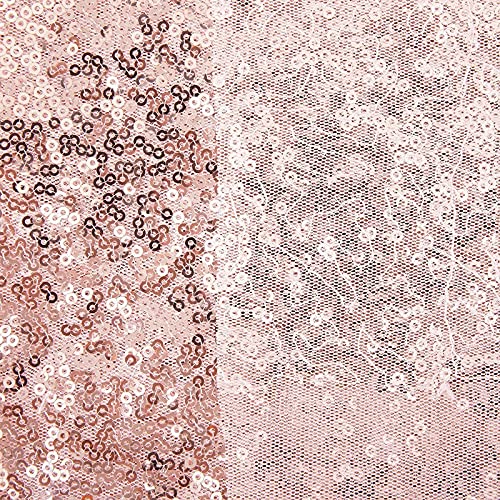Rose Gold Sequin Fabric Roll for Sewing, Quilting Supplies (15 Feet)