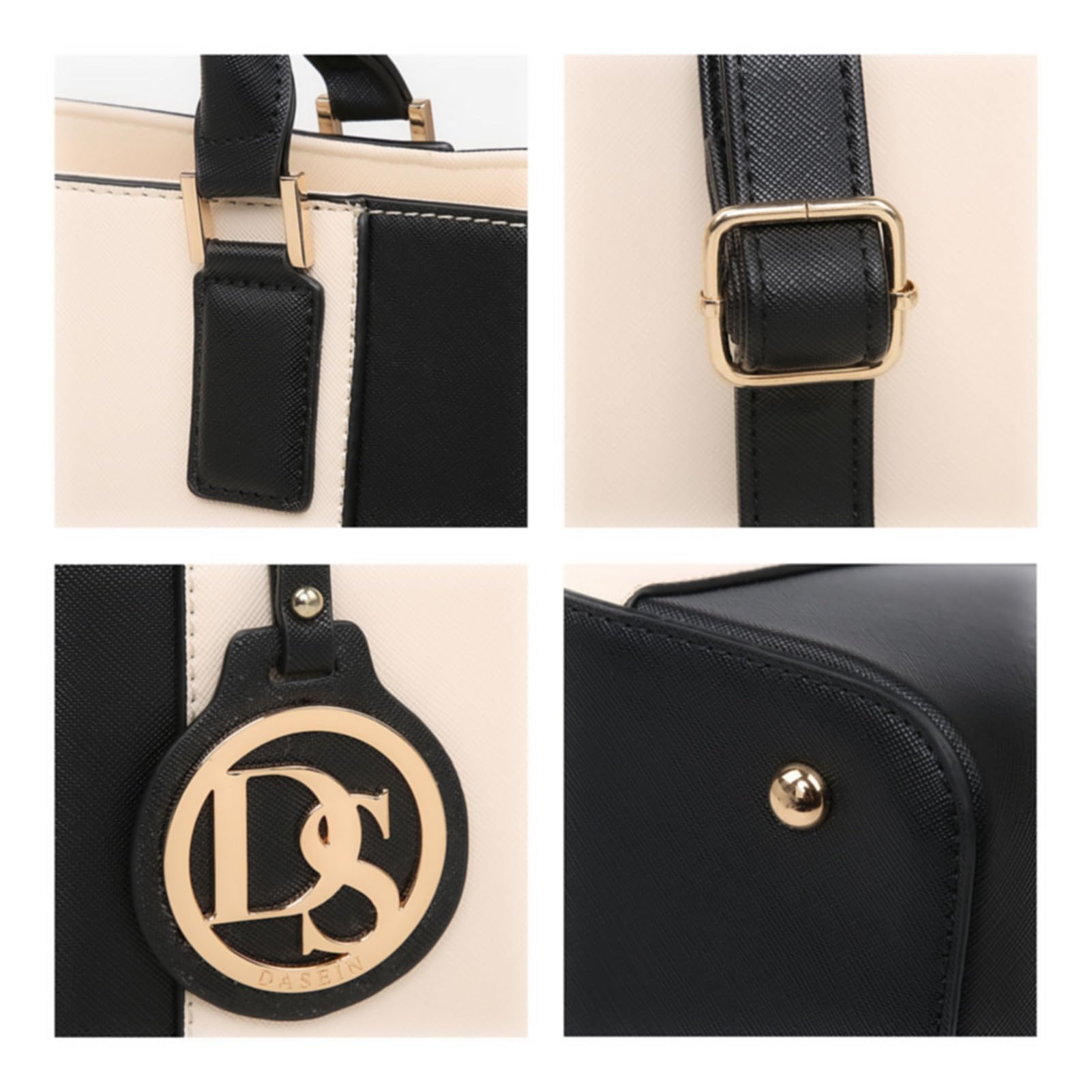 Dasein Two Tone Purses and Handbags for Women Tote Bags with Matching Wallet and Shoulder Strap
