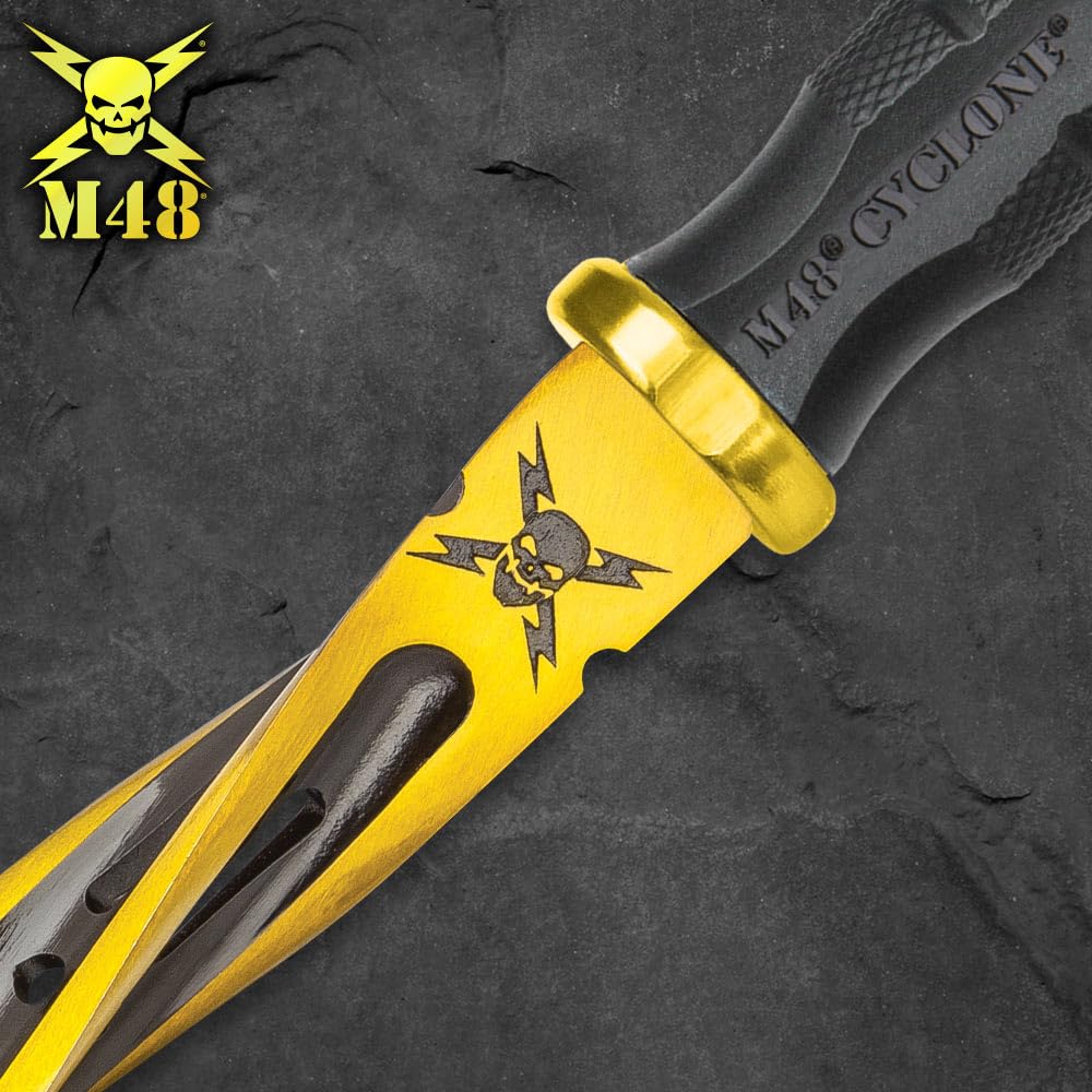 M48 Solar Flare Gold Spiral Knife | Patented Design | Cast Stainless Steel Blade | For Hunting and Survival | Unique Twist on Tactical Knives | Length 13.5"