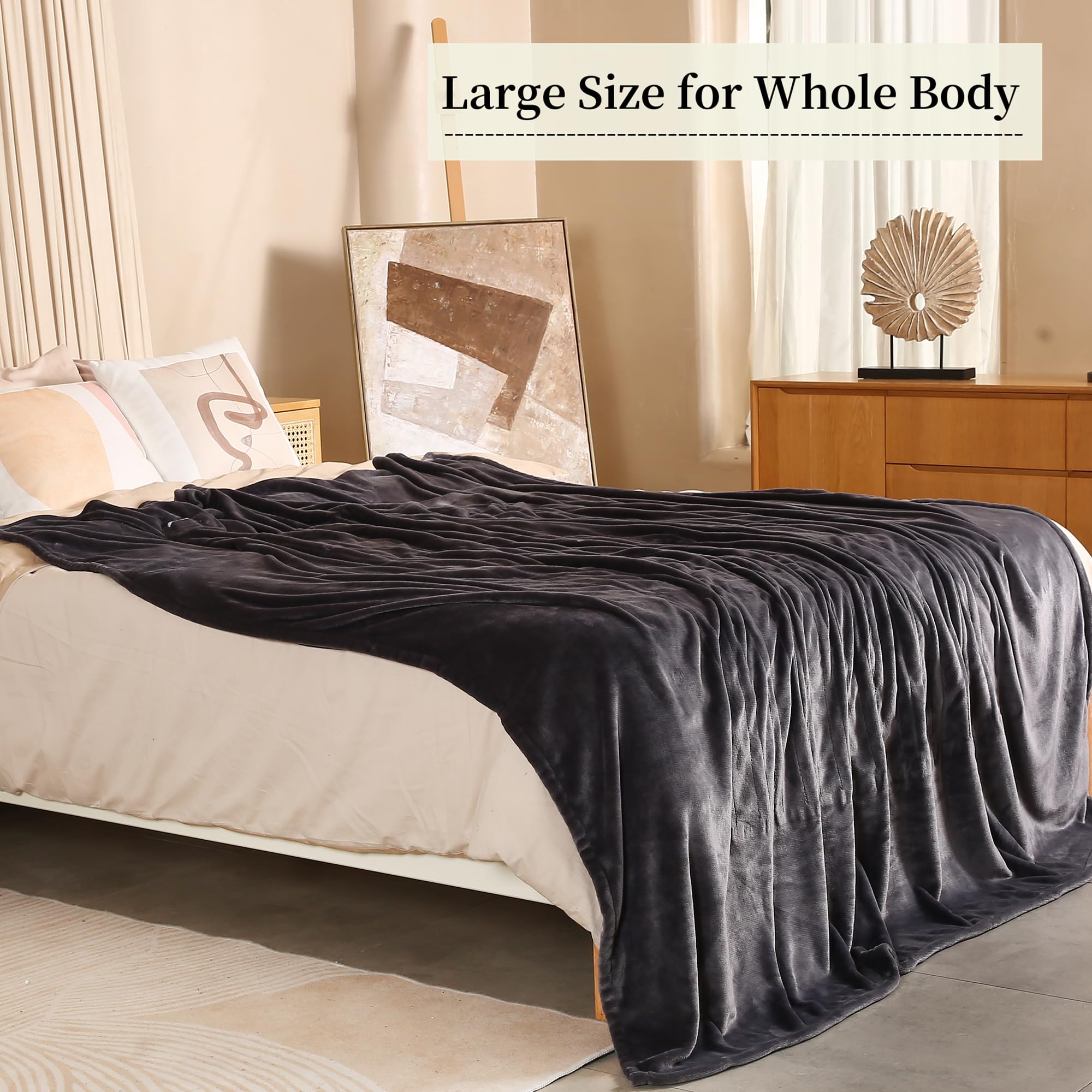 COZYTY Electric Blanket Full Size, 72" x 84" Heating Blanket with 6 Heating Levels & 1-10 Hours Auto Off, Dark Gray
