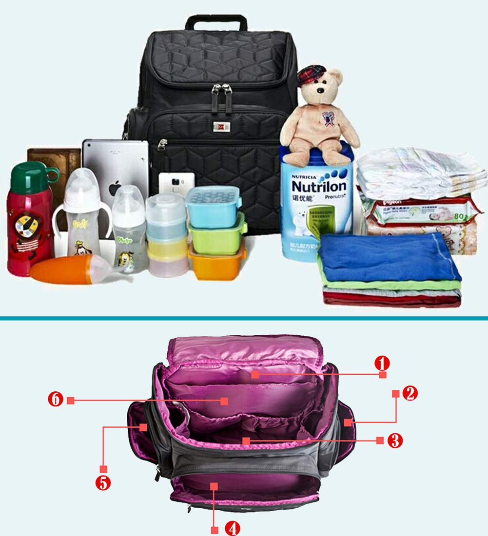 Diaper Bag Backpack, Large Capacity Baby Changing Bags, Waterproof Baby Diaper Bag, Nappy Bag For Mom And Dad Black