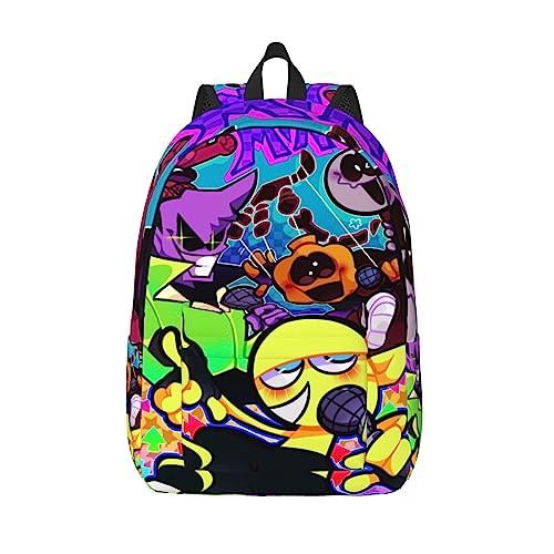 DHOUTSL Canvas Backpacks Friday Night Anime Funkin Laptop Backpack Unisex Multipurpose Double Shoulder Bag for Camping Travle Work Hiking Gifts