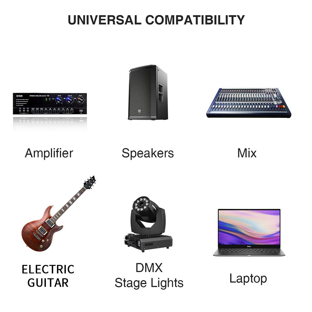 Disino USB Guitar Cable,USB Male to 6.35mm 1/4" TS Mono Electric Guitar Audio Cable Connector Cord Adapter for Instruments Recording Singing - 6FT