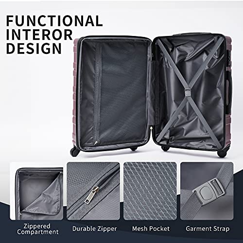 Merax Luggage Sets Red Expandable with TSA Lock Hard Shell Luggage Sets Lightweight Spinner Travel Suitcase (Mahogany)
