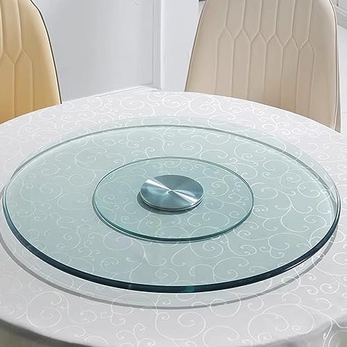 DOUKI 39Incn Lazy Susan Turntable For Dining Glass Tempered Glass Rotating Tray, Clear Round Dining Table Top, Swivel Large Tabletop Serving Plate (Size : 24inch(60cm))
