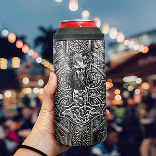 winorax Viking 4-in-1 Tumbler Can Cooler Vikings Celtic Slim Can Holder 16oz Tumblers Stainless Steel Insulated with Lid