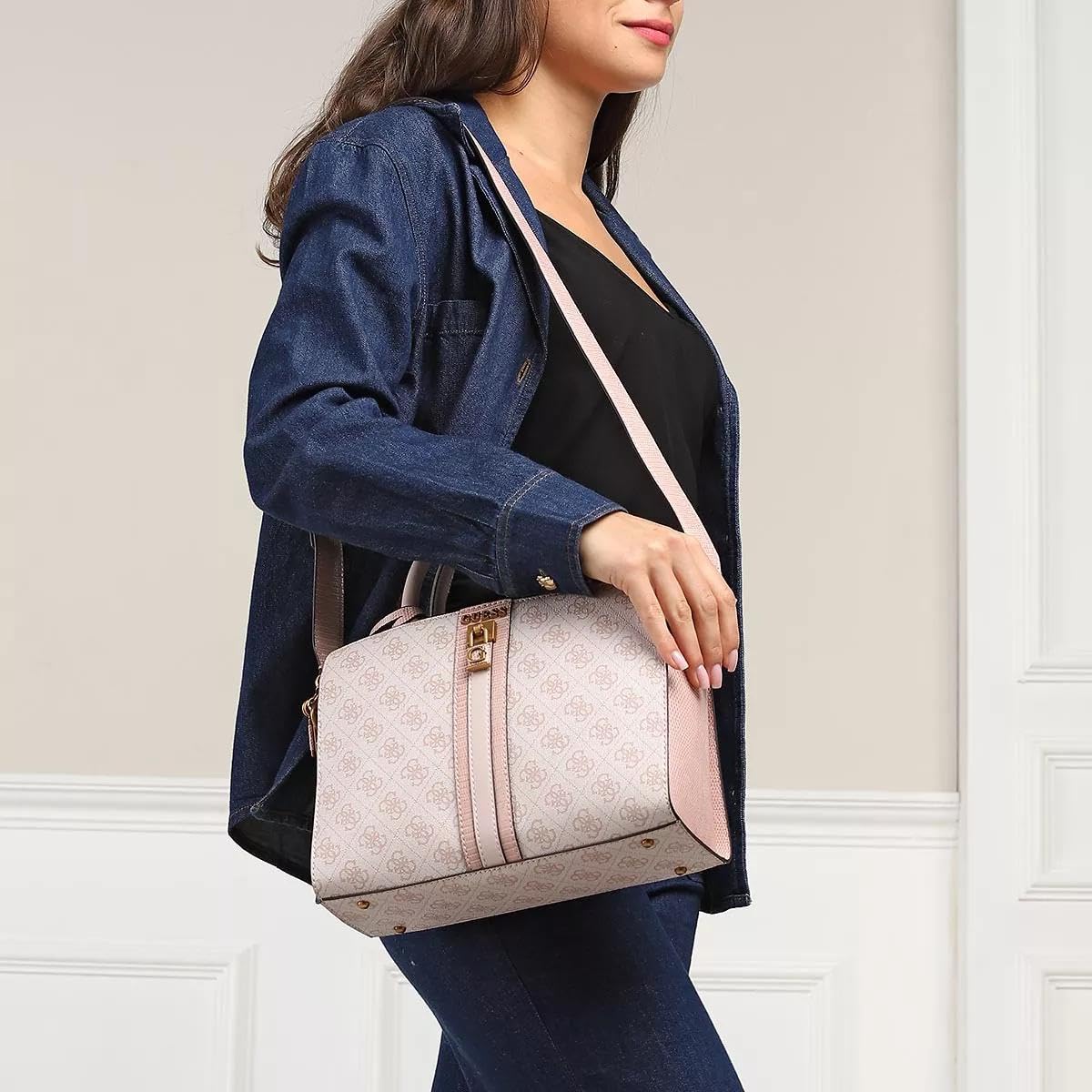 GUESS Ginevra Elite Society Satchel, Blush Logo