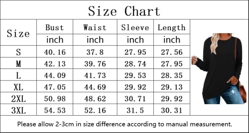 CRAZY GRID Ladies Long Sleeve T Shirt with Pockets Color Block Loose Crew Neck Casual Sweatshirt Blue Brown X-Large