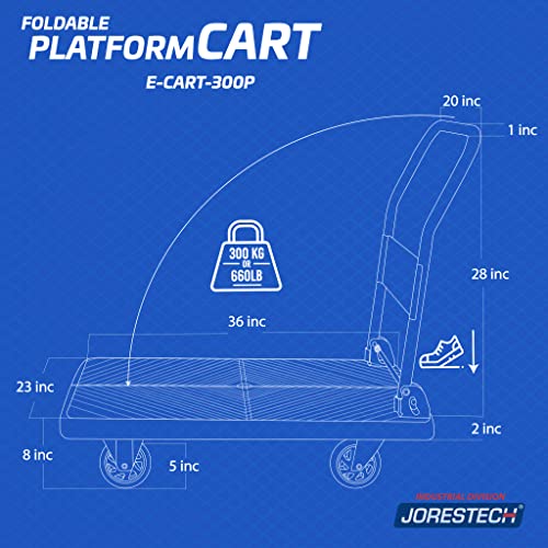 JORESTECH Platform Cart Folding Dolly Foldable Warehouse Moving Push Hand Truck (660 LBS PVC Wheels)