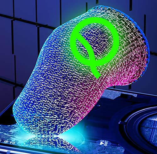 Silver Fiber Blue Stripe Gaming Gloves for Sweaty Hands Finger Sleeves for Mobile Game Controllers (Pack of 6) Anti-Sweat Breathable Thumb Finger Sleeve for League of Legend, PUBG, Rules of Survival