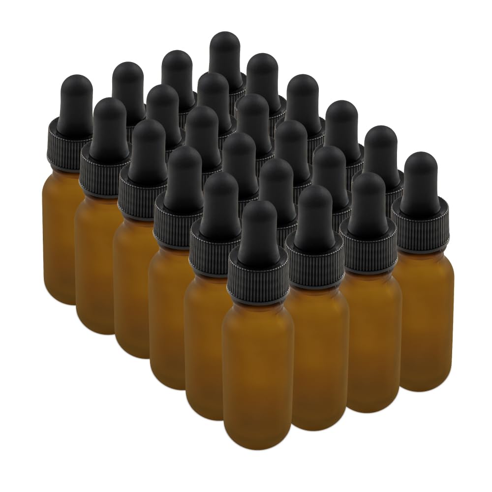 The Bottle Depot - 15 ml Dropper Bottle - 24 Pack - Black Frosted - 18-400 Neck Finish - Glass Bottle with Dropper
