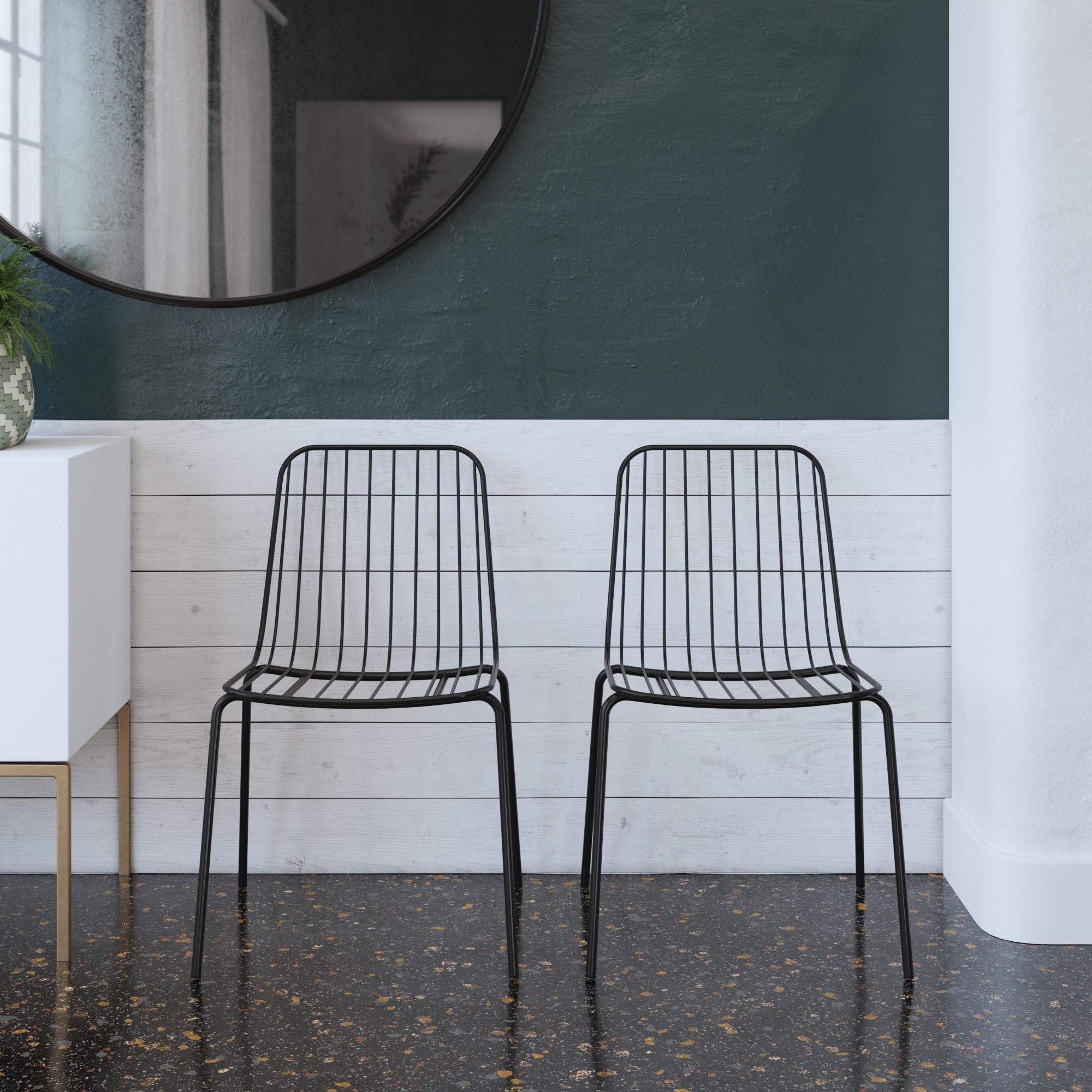 DHP Casi Upholstered Dining Chair, Green Velvet