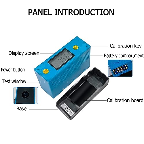 KYKYK Colorimeter, 0.0-199.9 Units (GS) Surface Gloss Meter Paint Coating Tile Surface Gloss Test Stone Light Meter Marble Brightness Tester Portable High-Precise Digital Color Analyzer