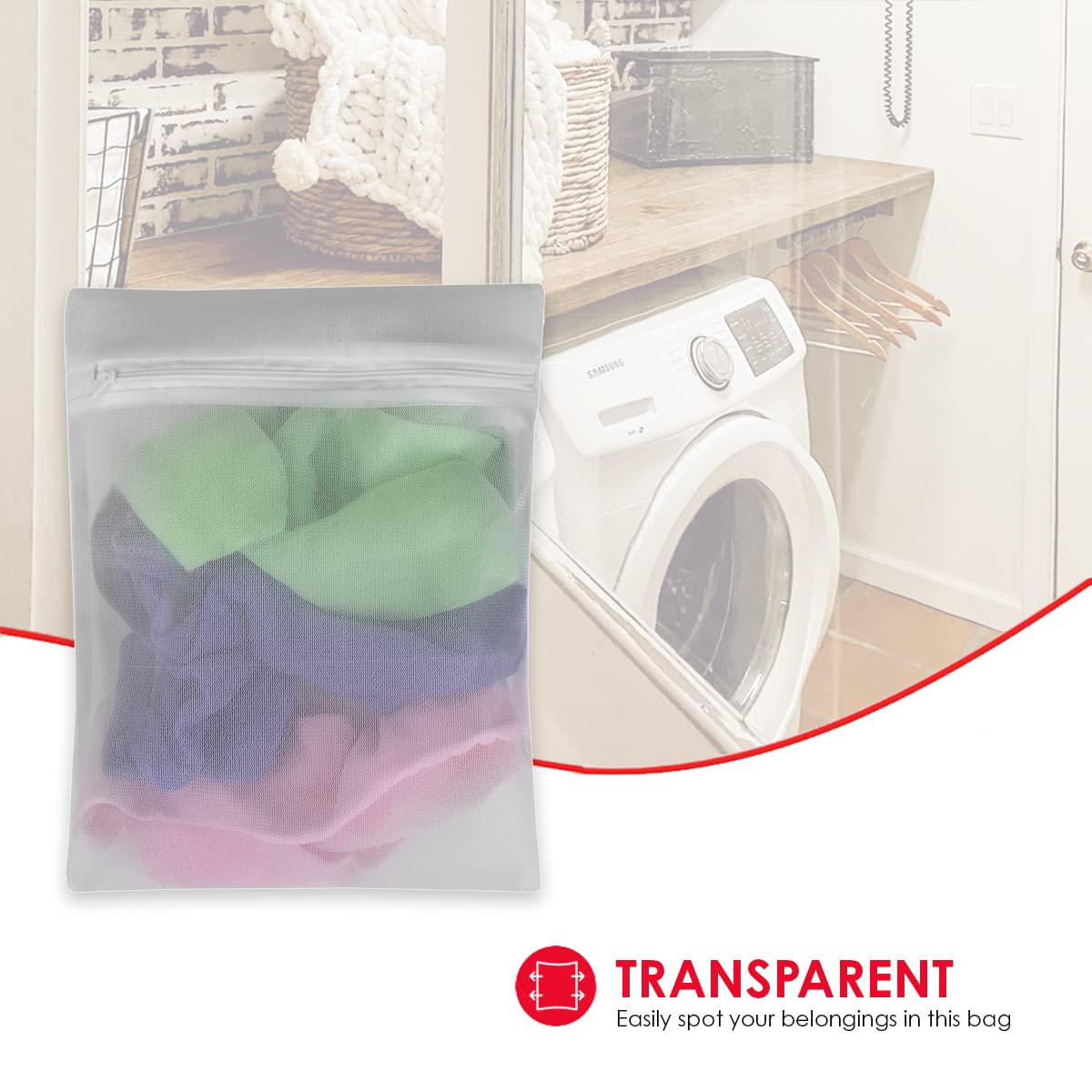 Sunbeam 3 Piece Micro Mesh Delicate Laundry Wash Bag, White