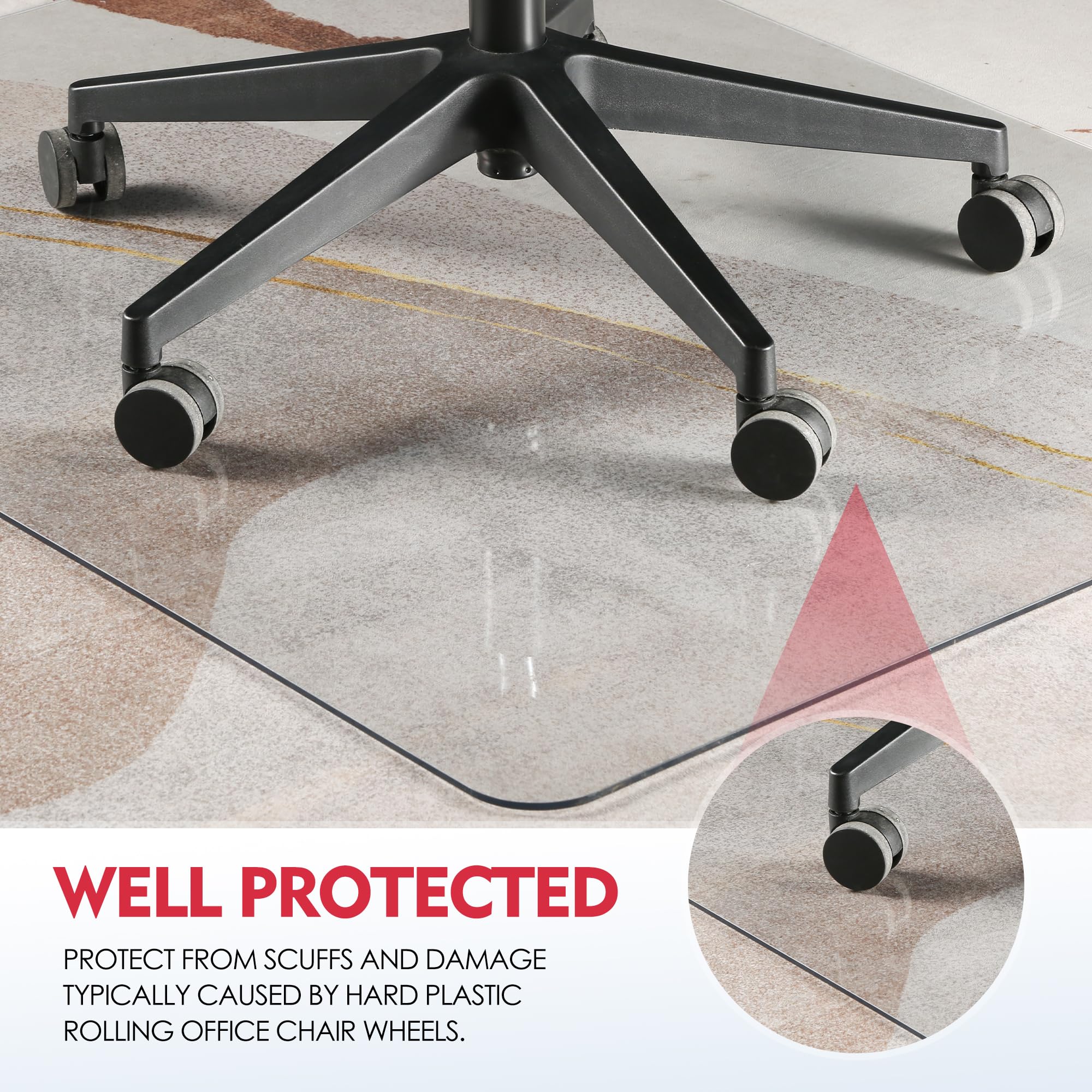 Crystal Clear Chair Mat for Carpet, 1/5" Thick - 36" x 47" Hard Polycarbonate Office Chair Mat - Heavy Duty Floor Protector, Can be Used on Carpet or Hard Floor - Easy Clean and Flat Without Curling