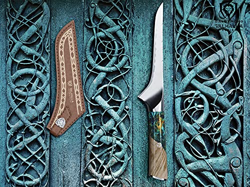 Dalstrong Boning Knife - 6 inch - Valhalla Series - 9CR18MOV HC Steel - Celestial Resin & Wood Handle - Fillet Knife, Meat Cutting, Carving, Bone, Trimming, Deboning - Kitchen Knife - Leather Sheath