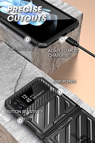 SUPCASE Unicorn Beetle Pro Series Case for Samsung Galaxy Z Flip 4 5G (2022), Full-Body Dual Layer Rugged Protective Case with Holster (Black)